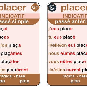 Conjugaison Du Verbe (PLACER) à TOUS Les Temps, French Verbs ...