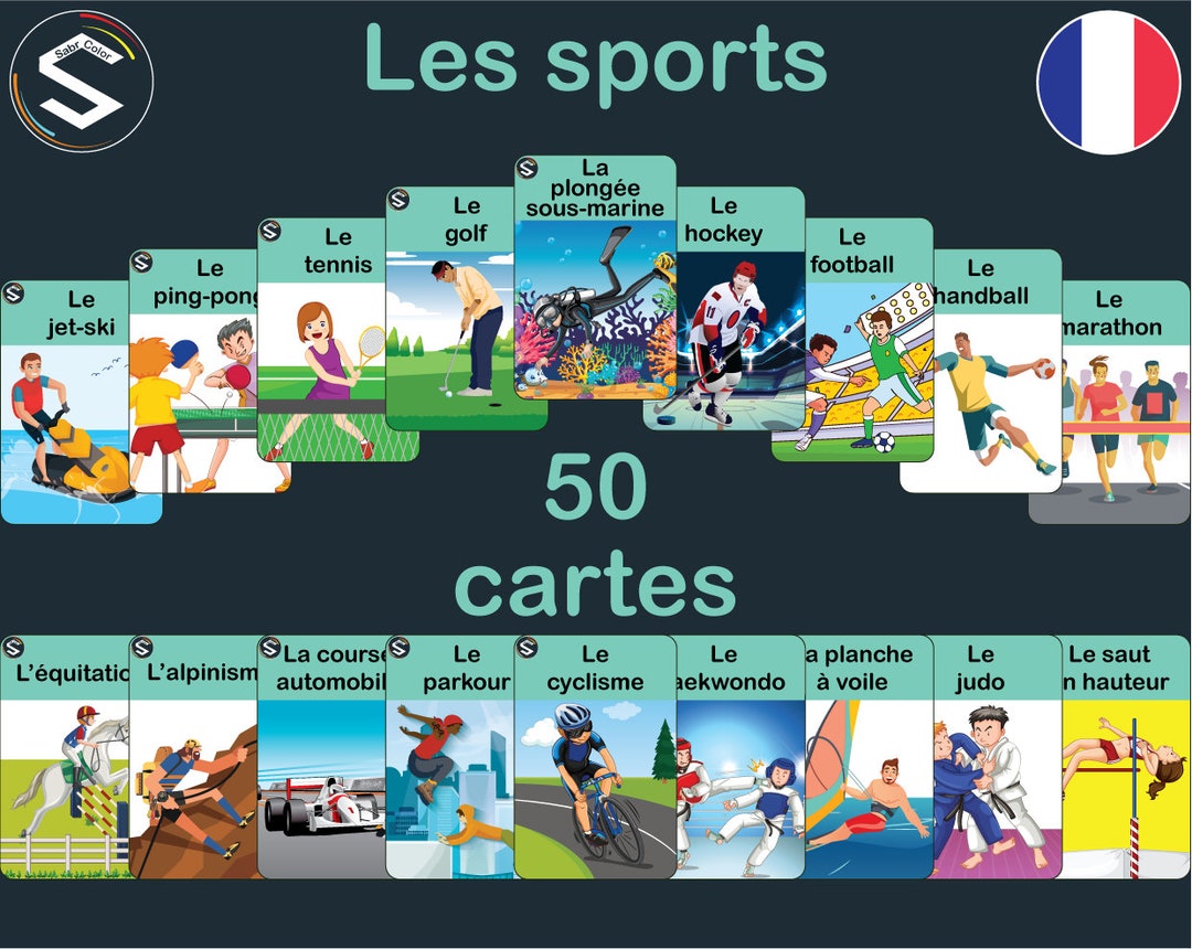 Les Sports FRENCH Sports Vocabulary Printable Flashcards - Etsy UK