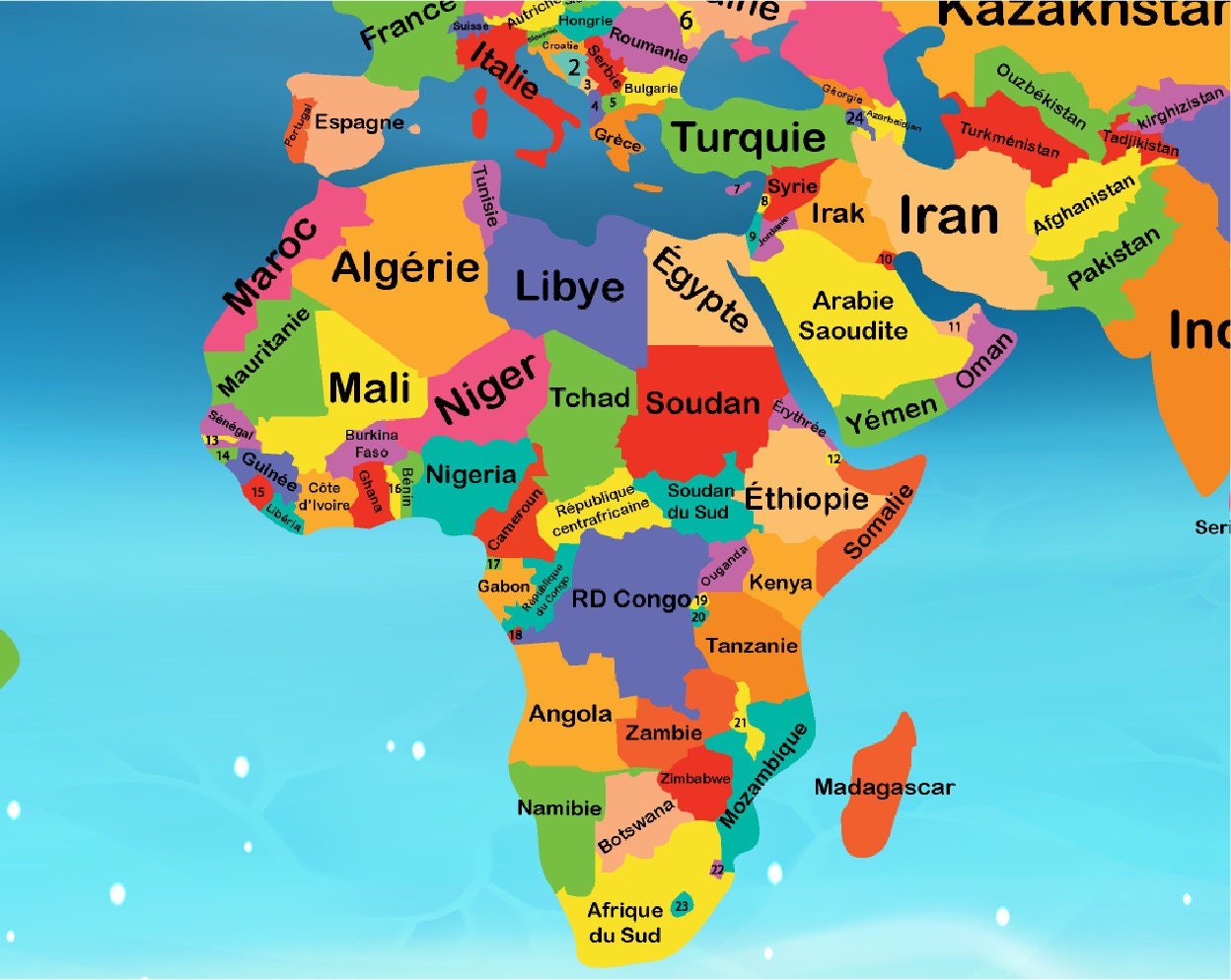 La Carte Du Monde FRENCH World Map Large Poster for Geography Classroom ...