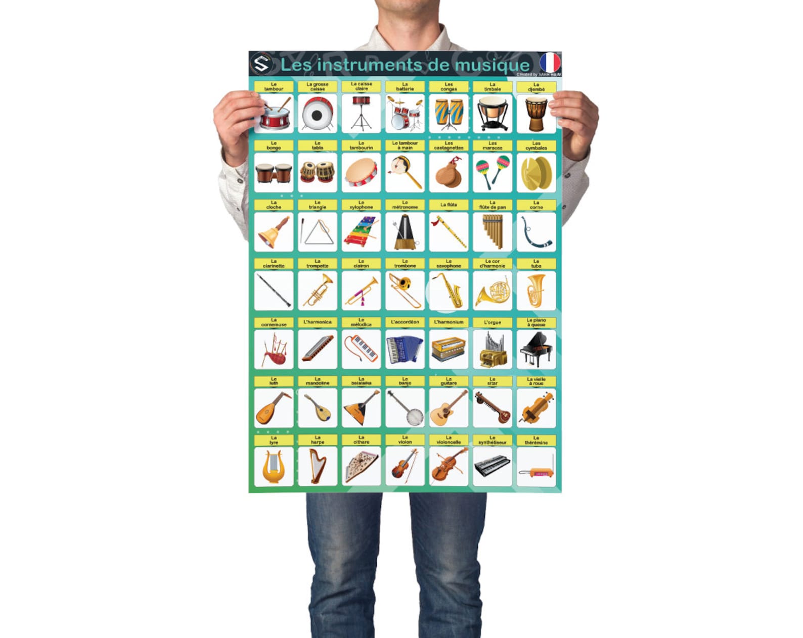 FRENCH Musical Instruments Vocabulary Large Printable Poster | Les ...