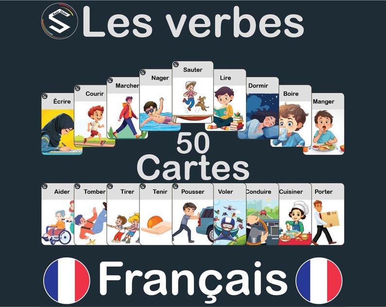 French Verbs Flashcards: Montessori Homeschool Learning (digital ...