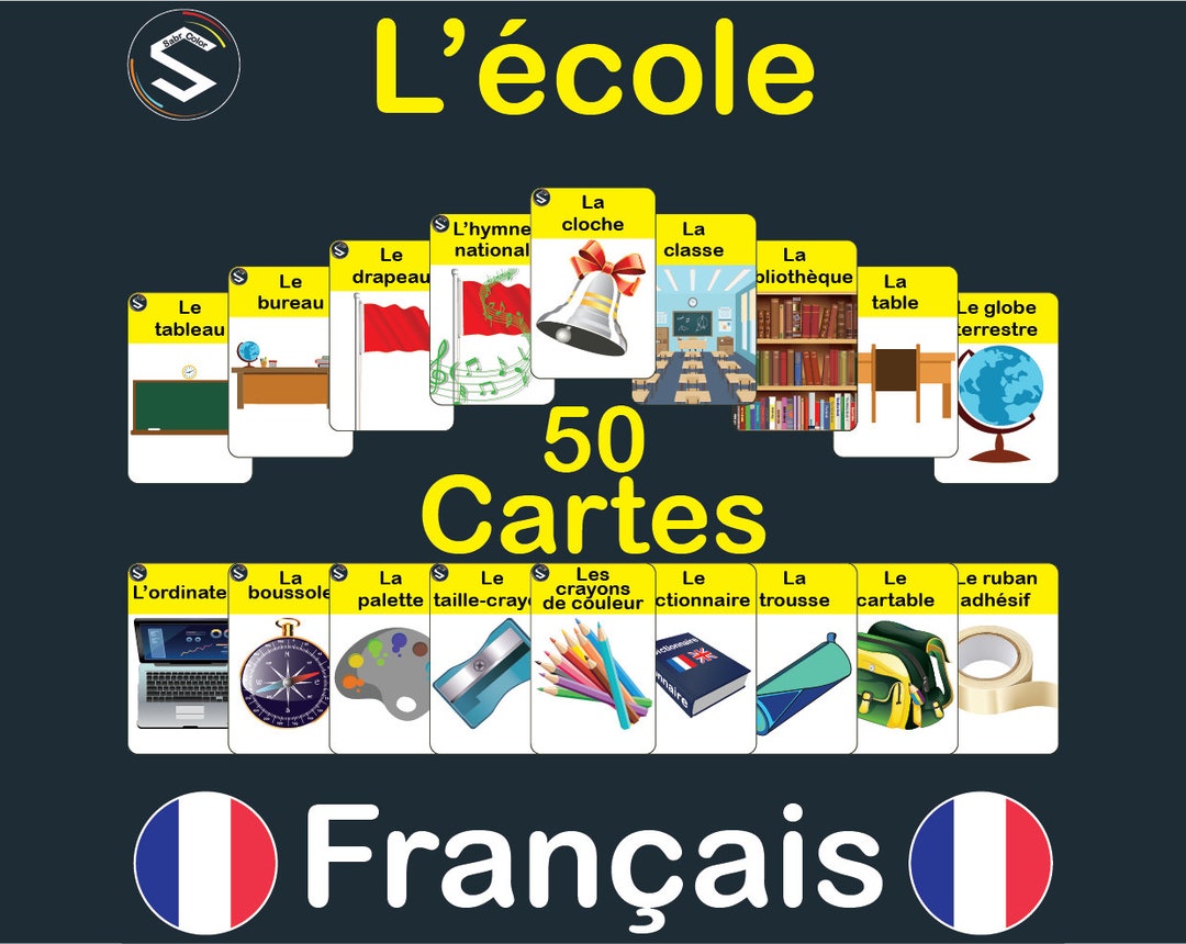 L'école | French SCHOOL Supplies Vocabulary Printable Flashcards for ...