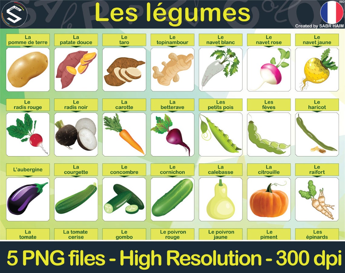 Les Légumes | FRENCH Vegetables Vocabulary Large Printable Poster ...