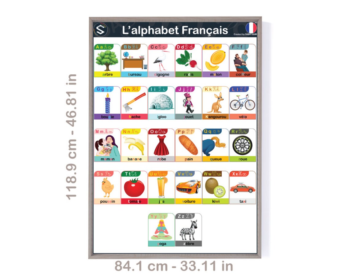 FRENCH Alphabet Letters Large Printable Wall Poster Les Lettres De L ...
