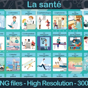 French Health Vocabulary Large Printable Poster for French Classes ...