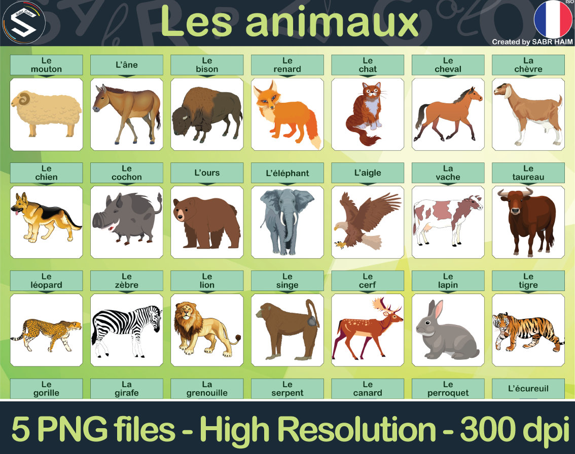 Les Animaux | French Animals Large Printable Posters for Nursery and ...