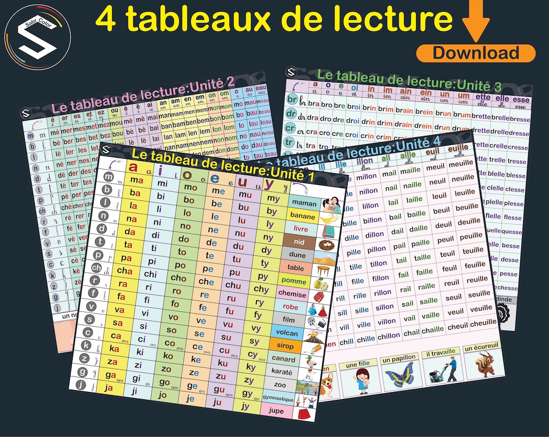 FRENCH Reading Table / Quatre Tableaux De Lecture / Preschool - Etsy