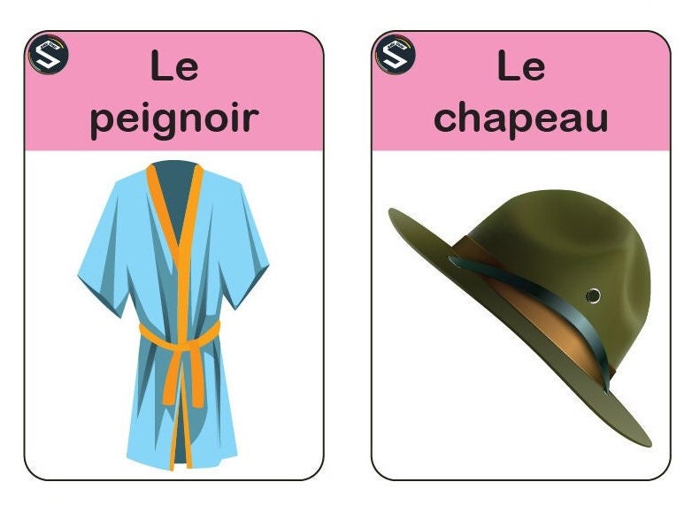 FRENCH Clothes Vocabulary Printable Flashcards for Nursery ...