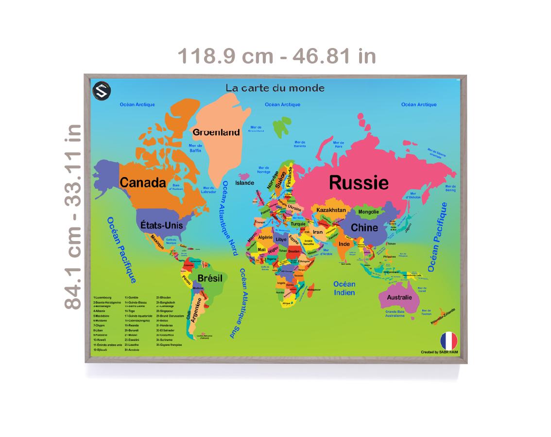 French World Map Poster: Geography Classroom Decor (digital Download ...