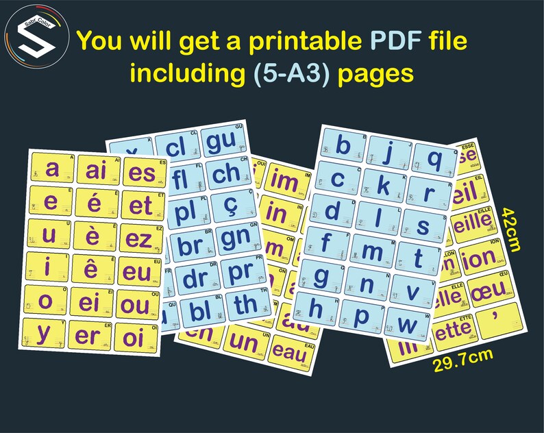 French Letters, Syllables Reading Printable Flashcards for Nursery and ...