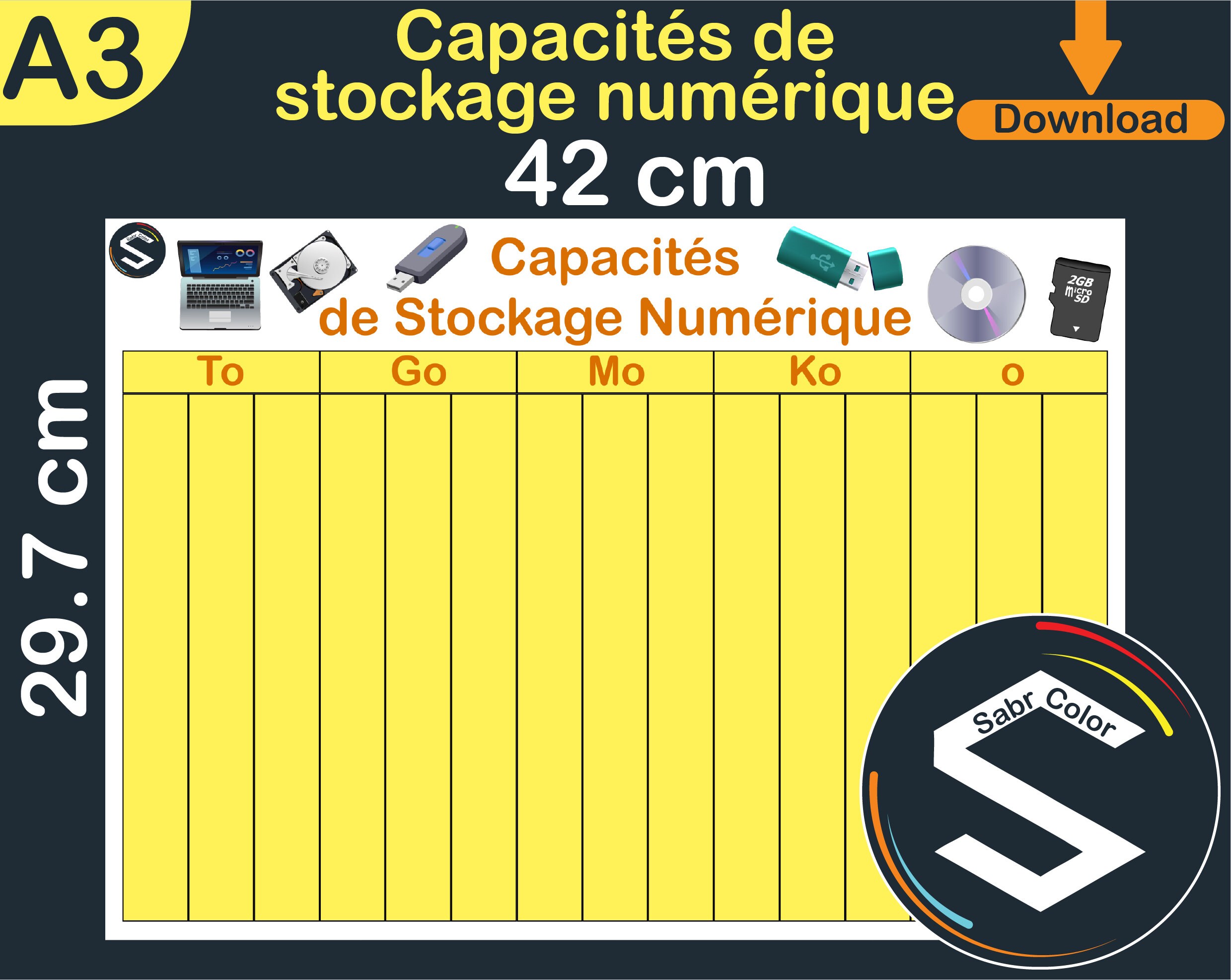 Tableau De Conversion Des Capacit s De Stockage Num rique A3 Tableau De Conversion Des Capacit s De Stockage Num rique A3