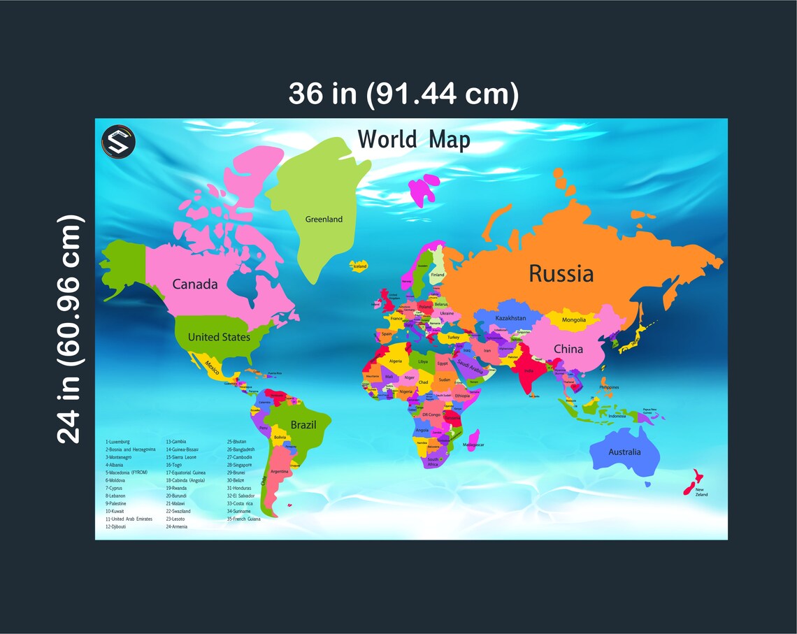 ENGLISH World Map Large Poster for Geography Classes, and Home ...