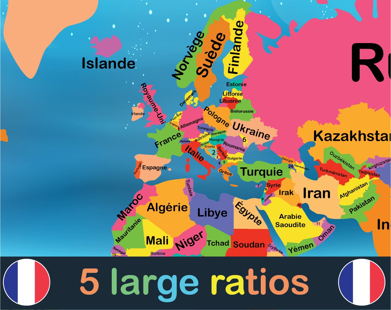 La Carte Du Monde | FRENCH World Map Large Poster for Geography ...