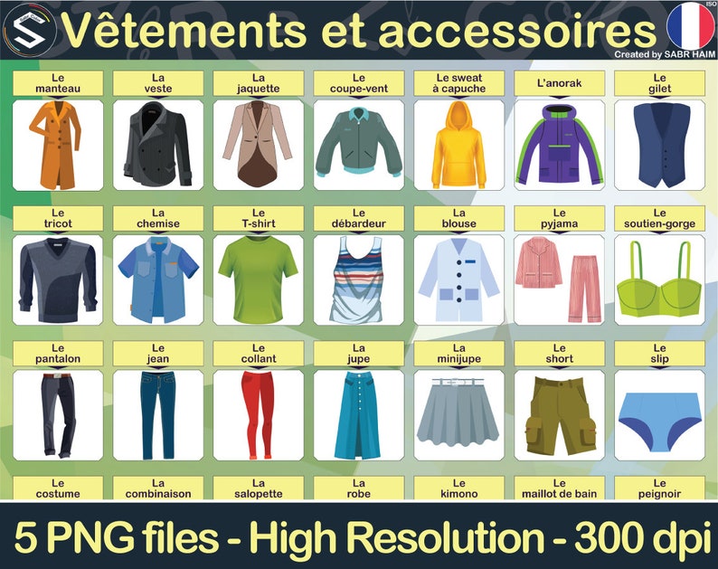 French Clothes Vocabulary Poster: Kindergarten & Preschool (digital ...