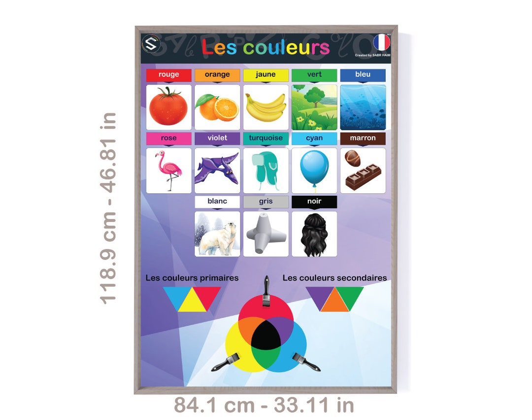 Les Couleurs | French Colors Large Printable Poster for Homeschool and ...