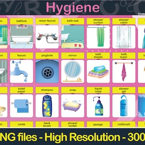 ENGLISH Hygiene Vocabulary Large Wall Poster for Language Classrooms ...