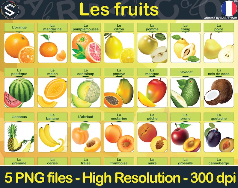 French Fruits Poster: Les Fruits, Classroom Homeschool Art (digital ...