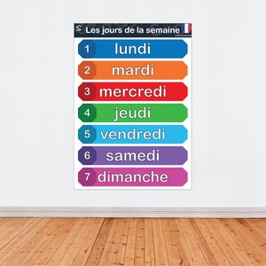 FRENCH Days of the Week Vocabulary Poster for Classrooms Decoration ...
