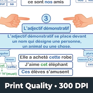 French Parts of Speech Poster, A1-A2 Grammar Chart (digital Download ...
