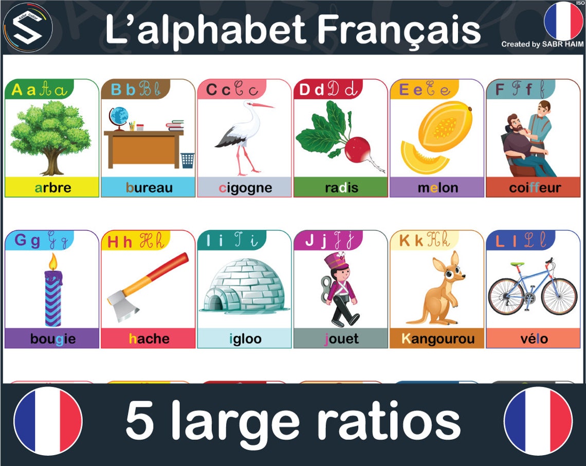 FRENCH Alphabet Letters Large Printable Wall Poster Les Lettres De L ...