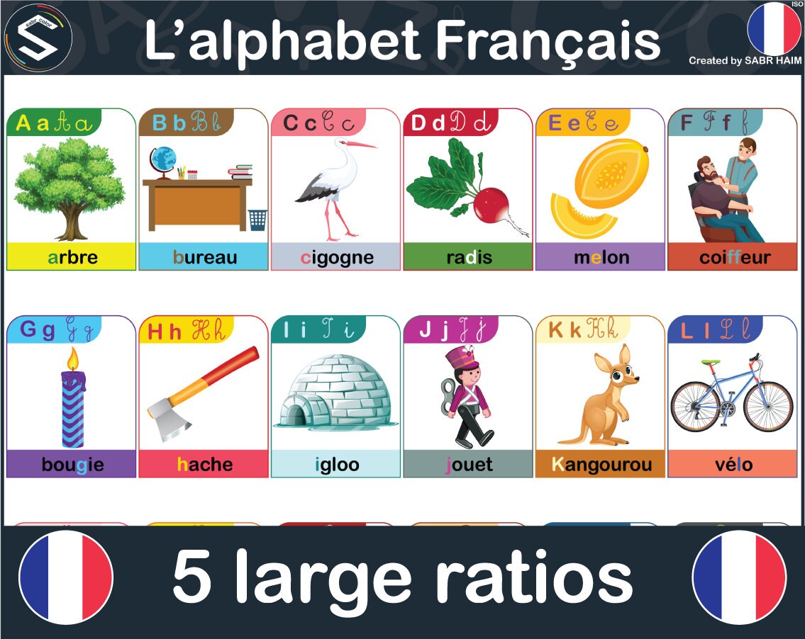 FRENCH Alphabet Letters Large Printable Wall Poster Les Lettres De L ...