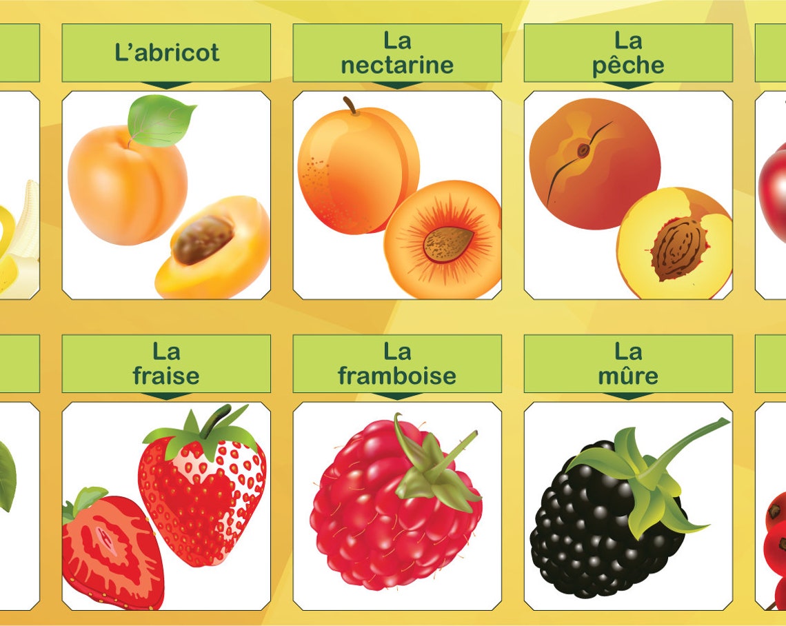 French Fruits Poster: Les Fruits, Classroom Homeschool Art (digital ...