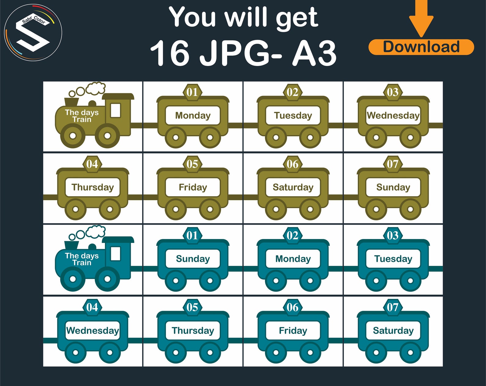 ENGLISH Days Train / the Days of the Week / School Days Poster ...