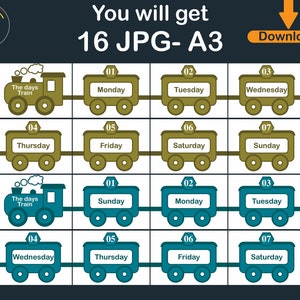 ENGLISH Days Train / the Days of the Week / School Days Poster ...