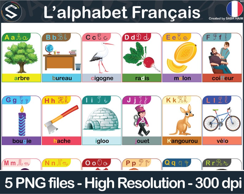 FRENCH Alphabet Letters Large Printable Wall Poster Les Lettres De L ...