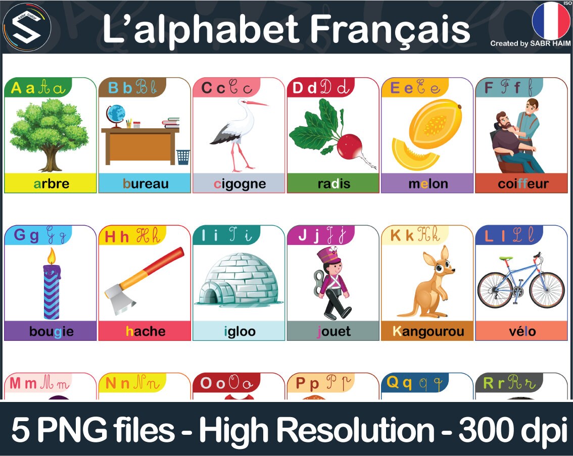FRENCH Alphabet Letters Large Printable Wall Poster Les Lettres De L ...