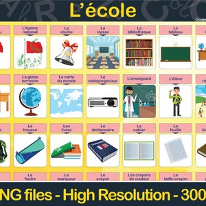 French School Supplies Vocabulary Printable Poster for Kids Playrooms ...