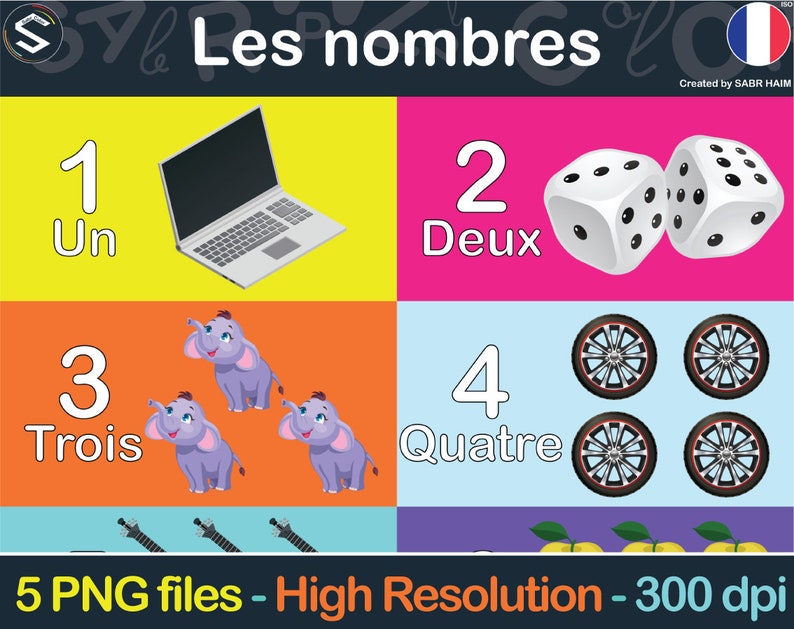 Les Nombres | FRENCH Numbers Large Printable Chart for Playrooms and ...