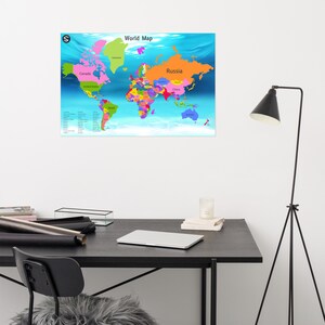 ENGLISH World Map Large Poster for Geography Classes, and Home ...