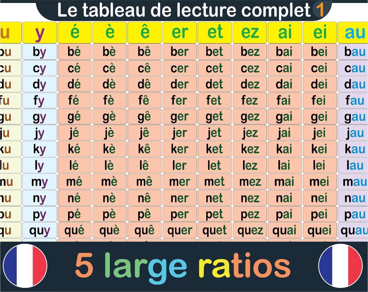 French Syllable Reading Poster: Letters, Consonants, Vowels (digital ...