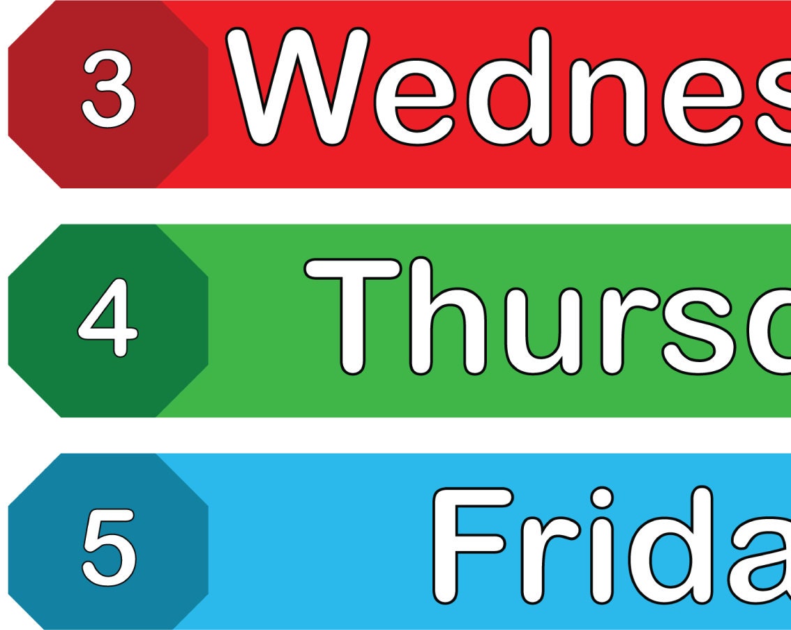 ENGLISH | the Days of the Week Large Wall Poster for Classroom ...