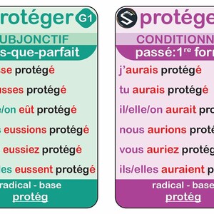 French Verb Conjugation Flashcards: PROTÉGER (digital Download) - Etsy