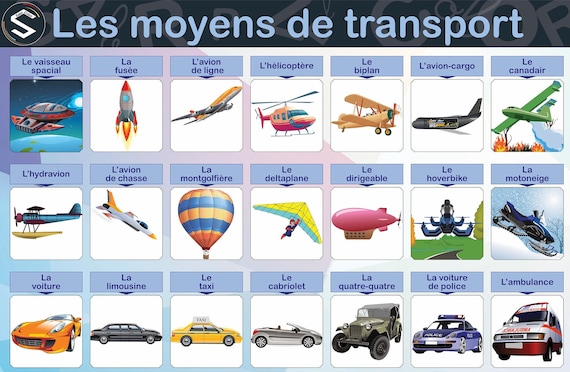 French Transport Poster / Les Moyens De Transport / Printable - Etsy India