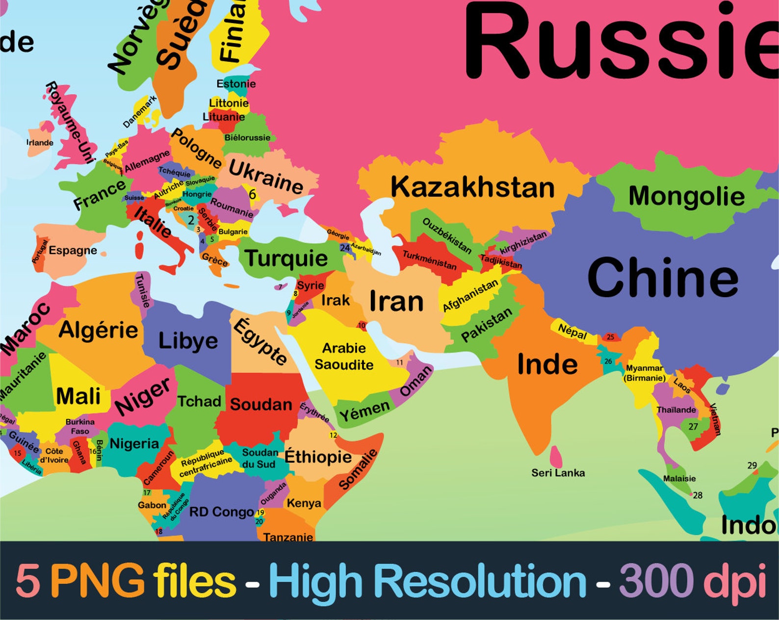 La Carte Du Monde | FRENCH World Map With Nature Background Large ...