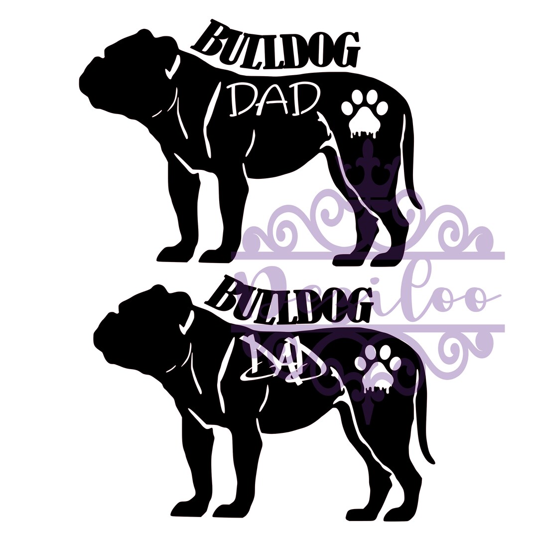 Bulldog Dad Dog Breed Silhouette Cursive Canine Pet Digital Download ...
