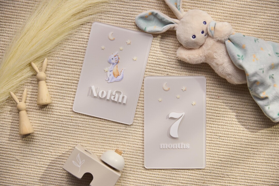 Acrylic Rectangle Baby Milestone Cards - Watercolor Dragon Decor ...