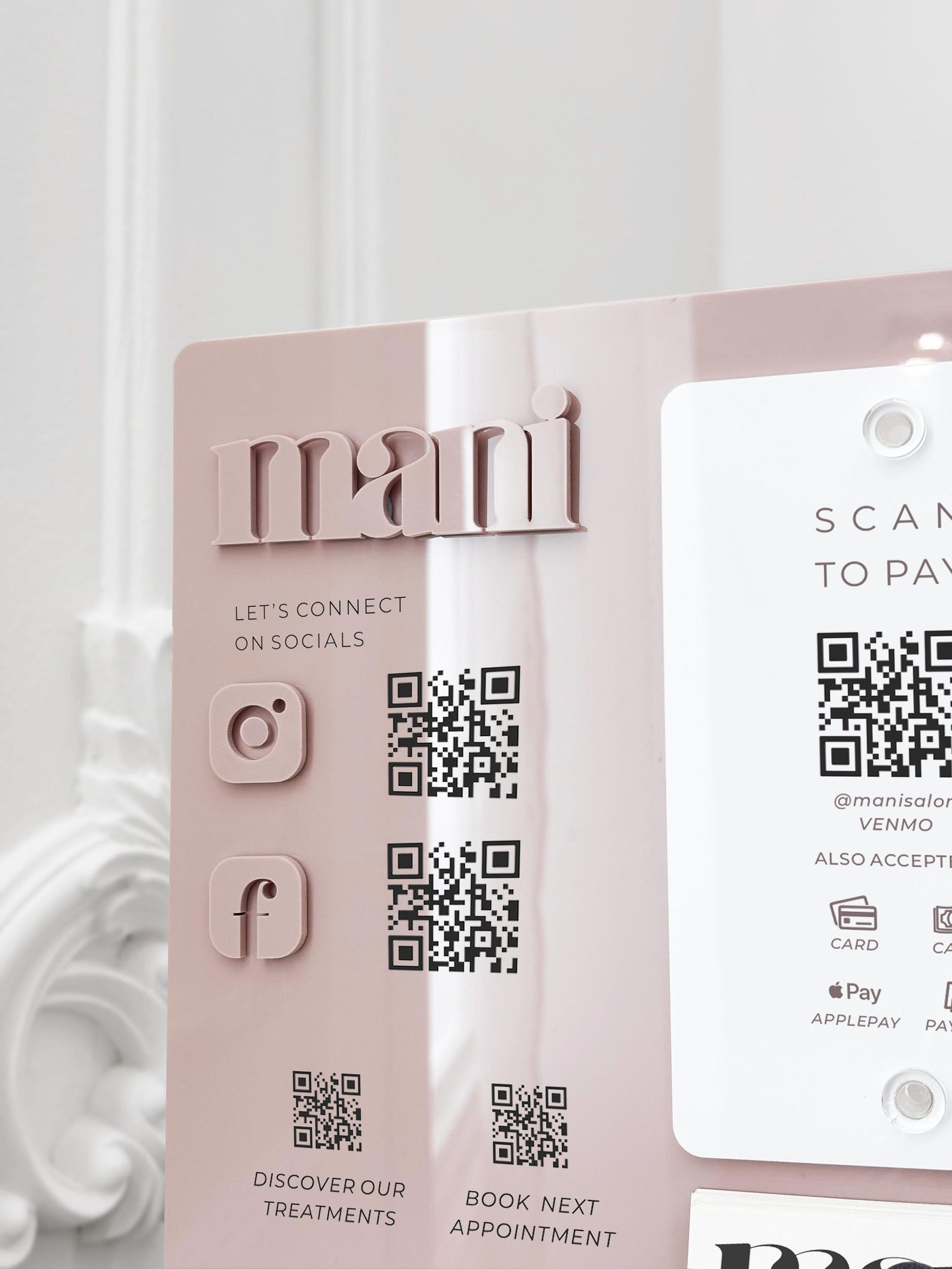 Custom QR Code Business Sign - Social Media & Payment QR Plaque - Salon ...