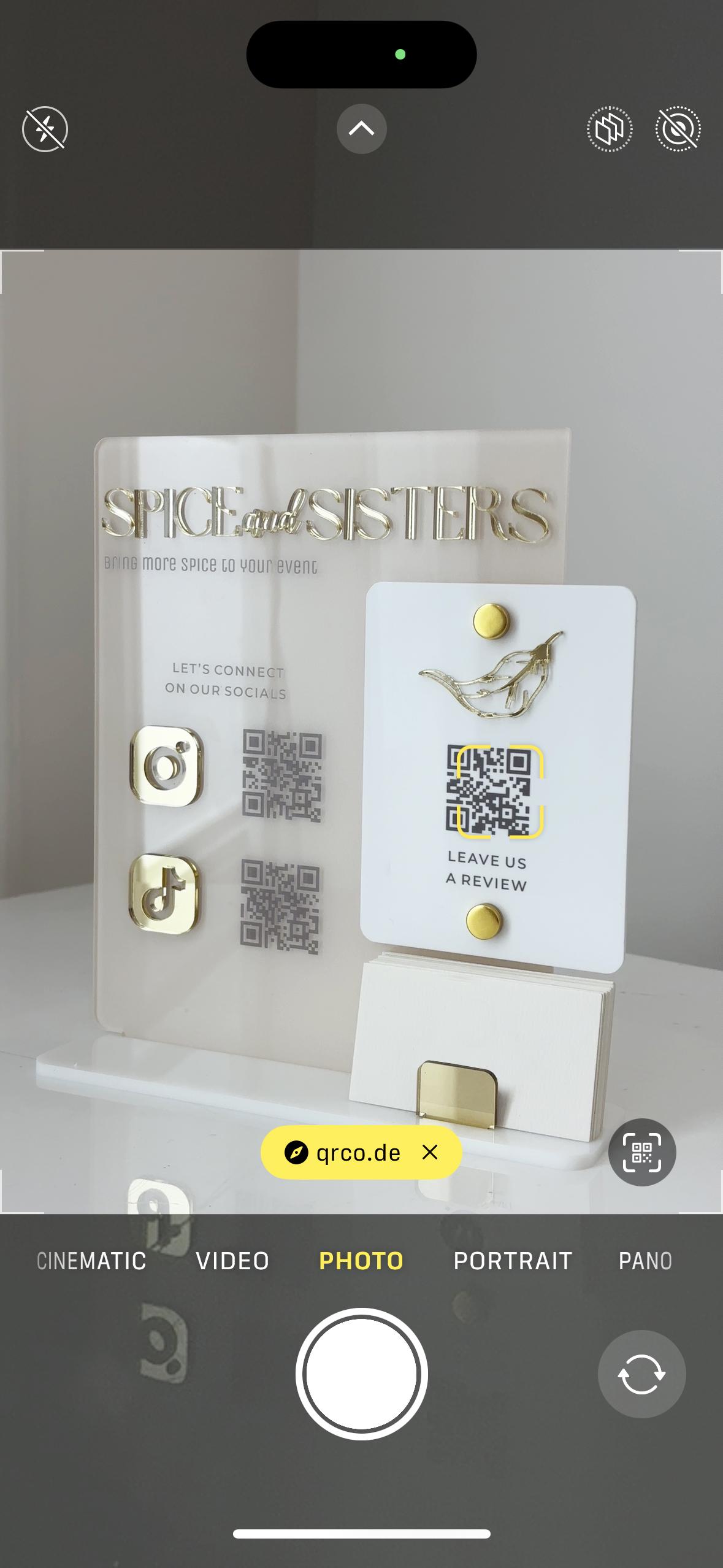 Custom Beige QR Code Sign Gold Mirror - Leave a Review QR Code Business ...