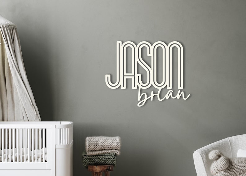 Modern Name Sign - Boy Name Sign - Nursery Name Sign - First and Middle ...