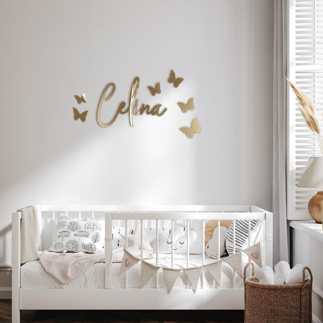 Gold Mirror Name Sign - Nursery Wall Decor - Custom Acrylic Baby Name ...