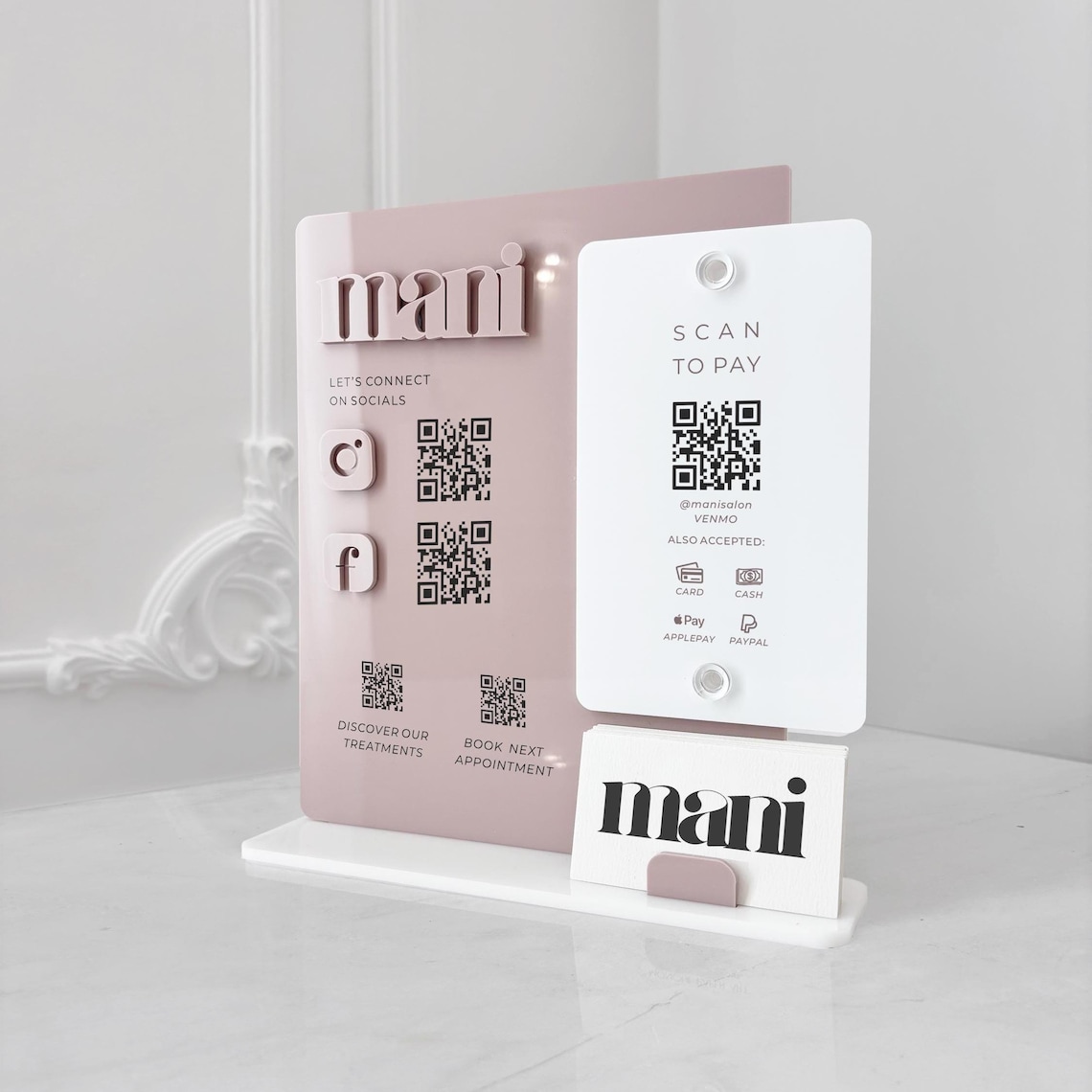 Custom QR Code Business Sign - Social Media & Payment QR Plaque - Salon ...