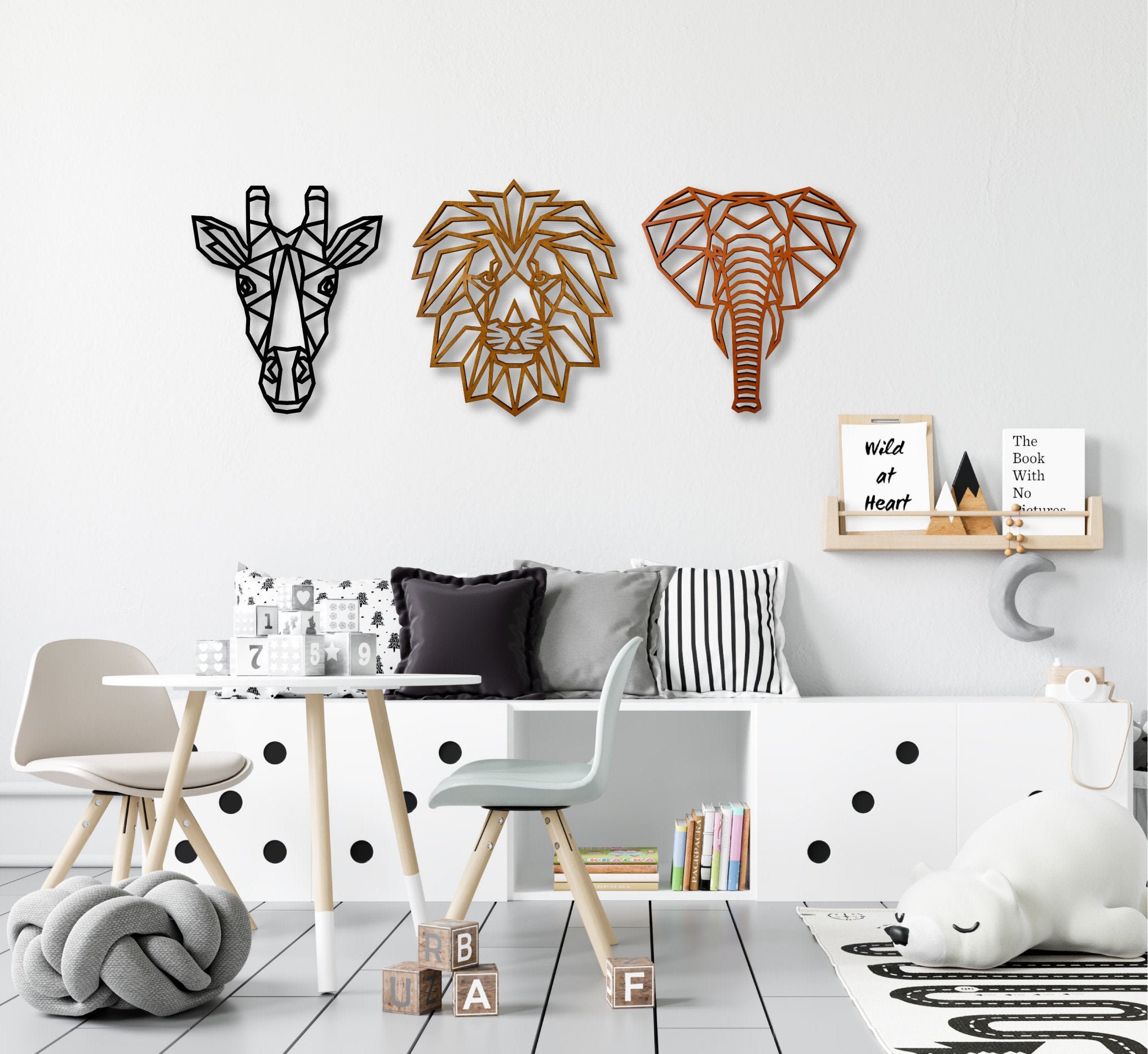Safari Wall Decor Geometric Animals Wall Art Nursery Wall - Etsy