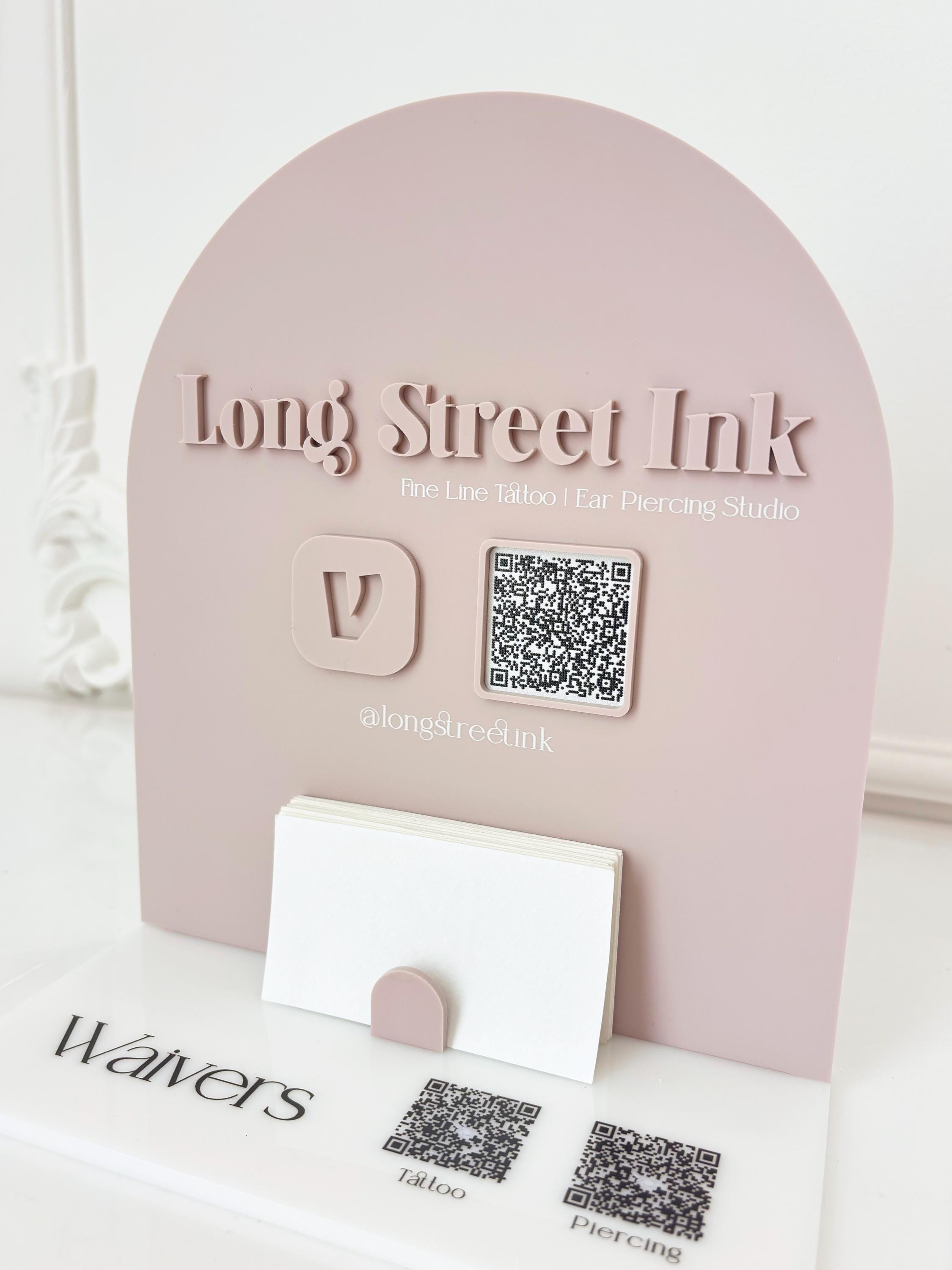 Arched Matte Dusty Pink QR Code Sign - Custom Salon Display for ...