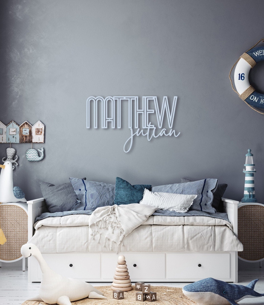 Nursery Name Sign - First and Middle Name Sign - Nursery Wall Decor ...