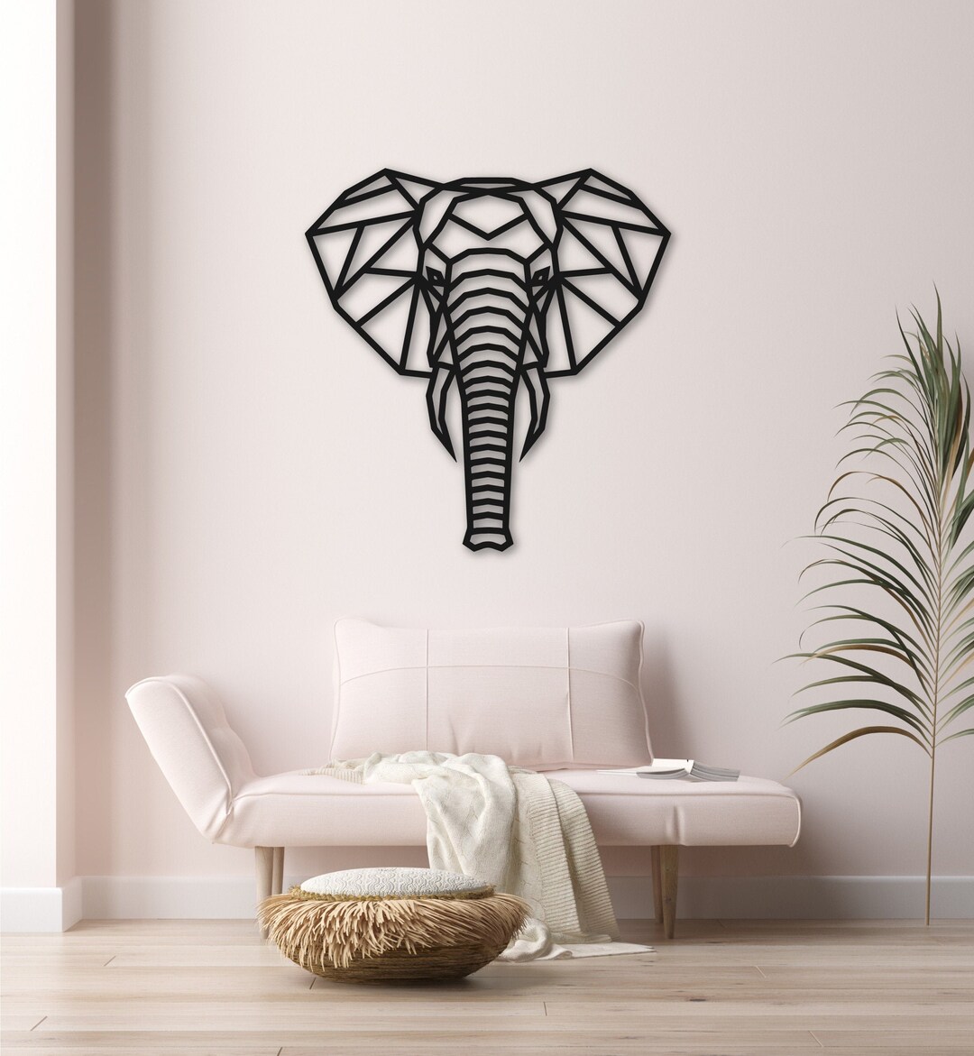 Geometric Safari Animals Wall Decor, Geometric Elephant Nursery Wall ...