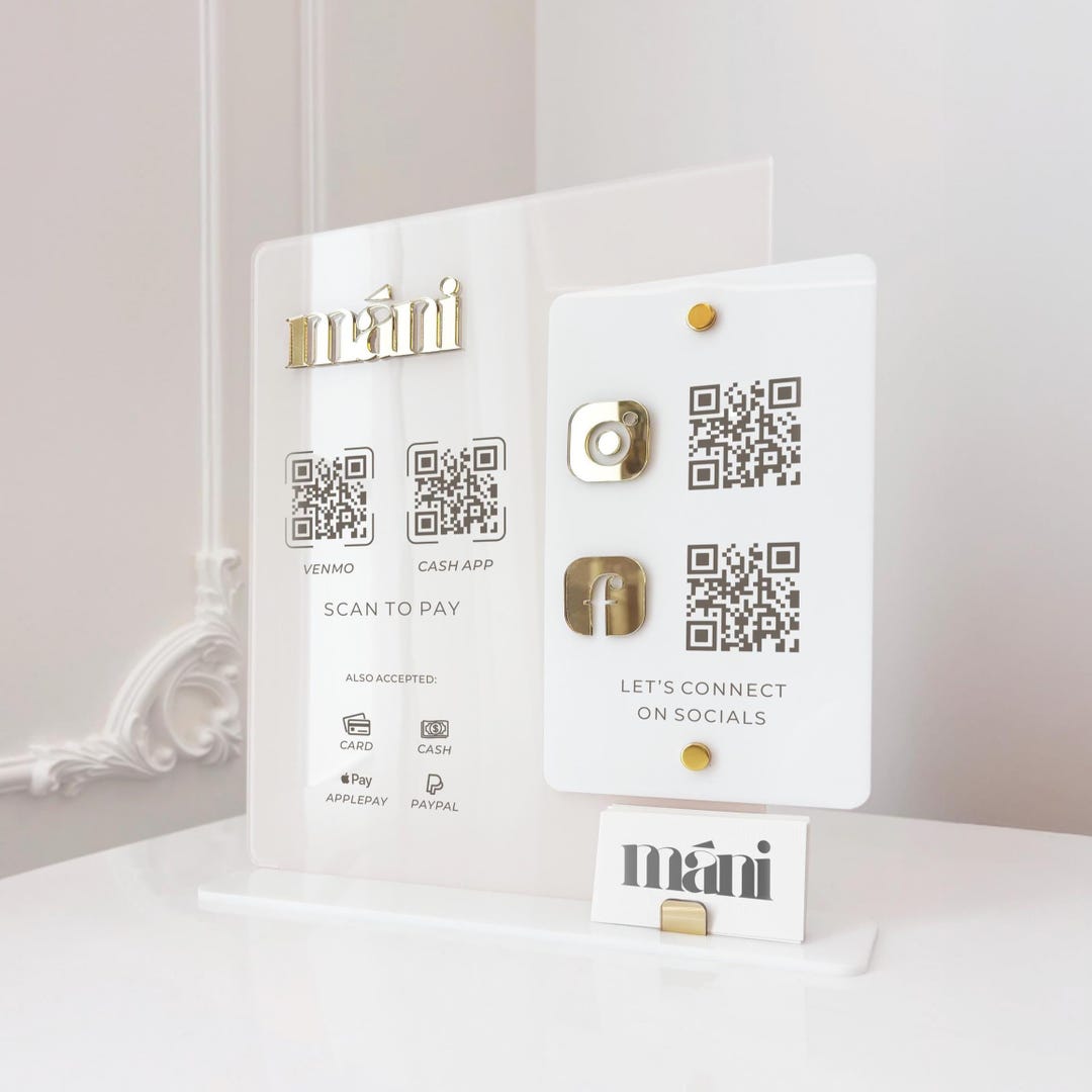 Custom QR Code Business Sign - Beige Social Media Payment QR Code ...